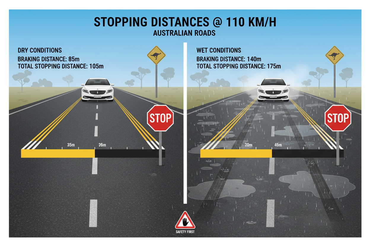 Stopping Distances at 110km/h: Wet vs Dry Road Safety Facts